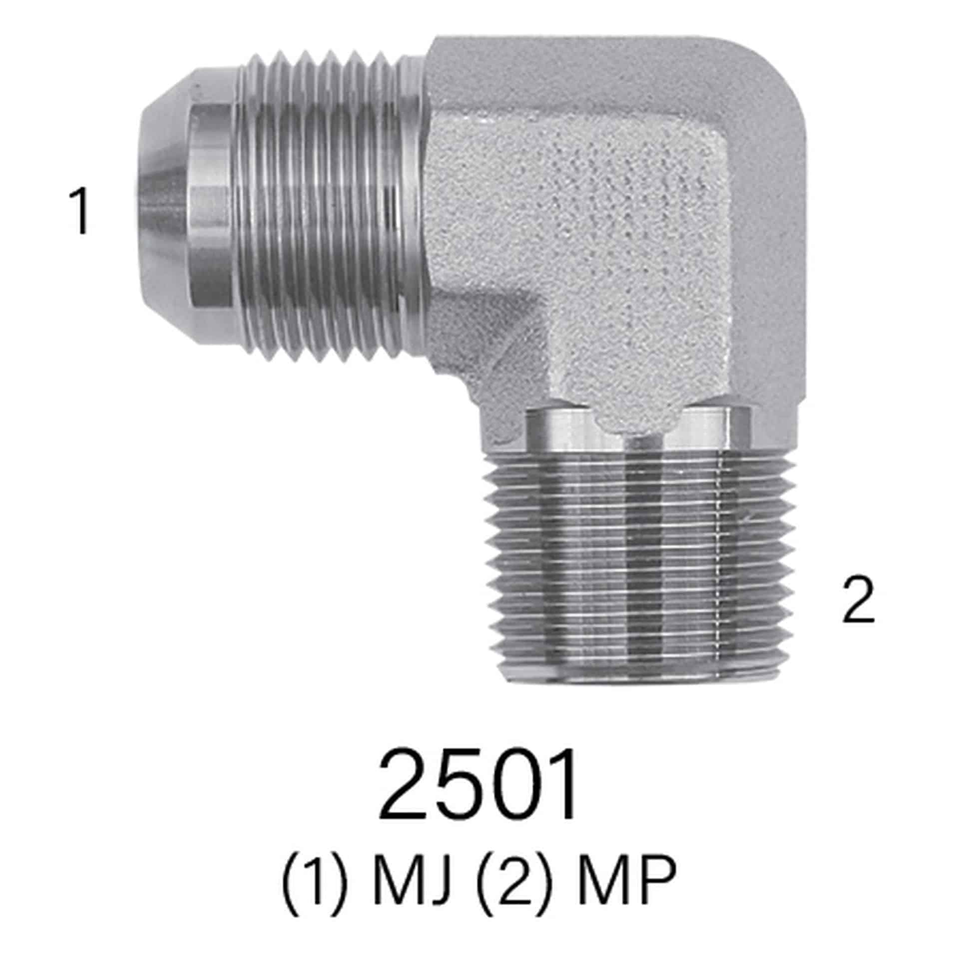 Hydraulic Fitting Series 2501 MJIC to MPT 90° Elbow, Sizes #4 - #20